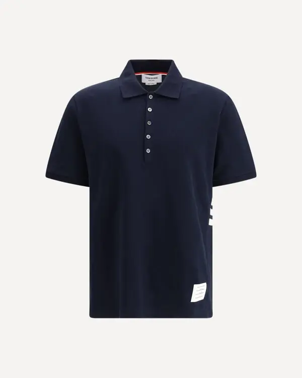 Thom Browne Polo Whit Iconic Bands - Blue