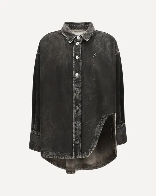 Attico Embroidered Denim Shirt - Black