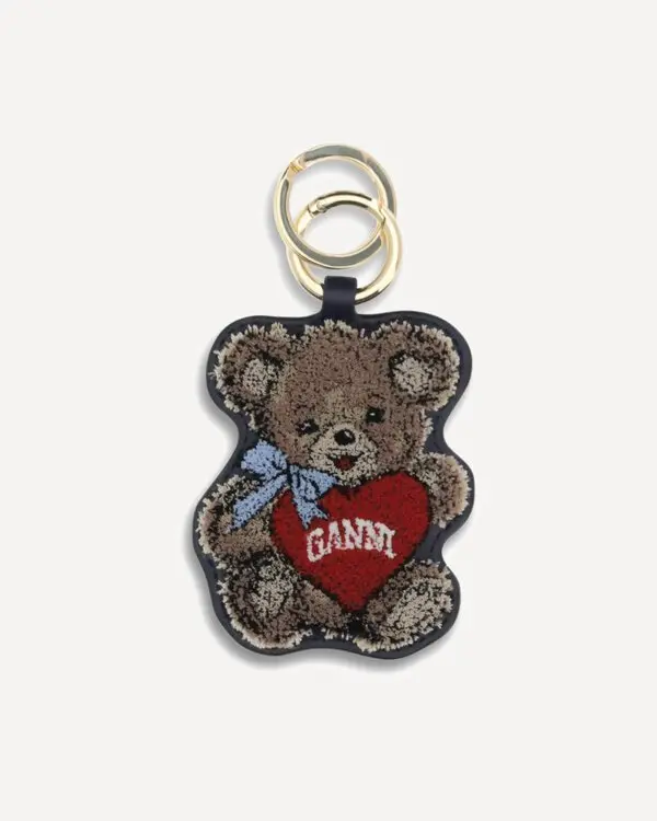 GANNI Teddy Bear Keyring With Heart Detail - Multicolour