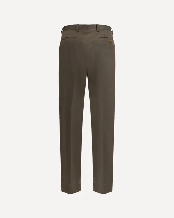Brioni Capri Wide-leg Wool Blend Pants With Double Pleats - Khaki