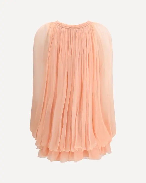 Chloé Silk Muslin Mini Dress With Cape Effect
