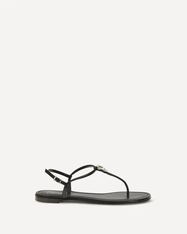 GIUSEPPE ZANOTTI Pia Mizuki Embellished Leather Flip Flop Sandals - Black