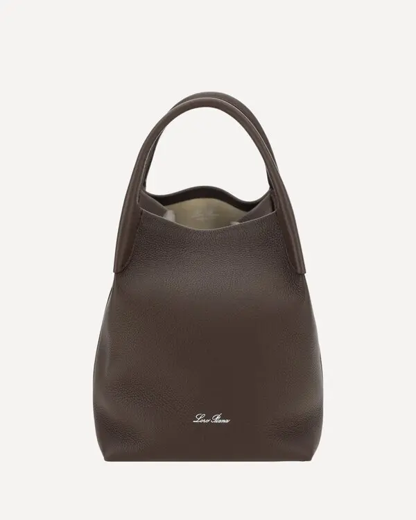 Loro Piana Small Bale Bucket Bag In Grained Leather - Brown