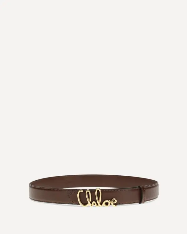 Chloé Iconic Leather Belt With Engraved Logo Buckle - Brown