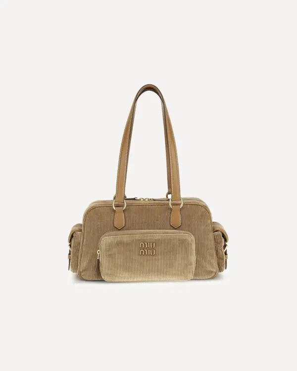 Miu Miu Corduroy Shoulder Bag - Beige