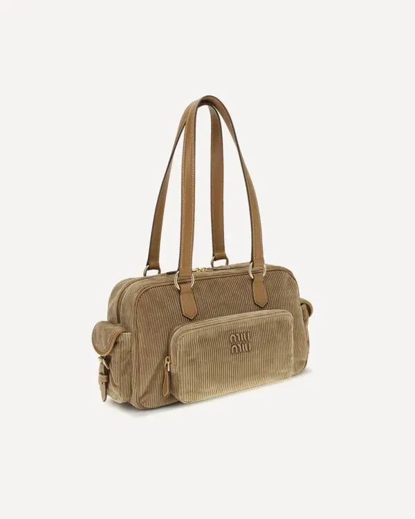 Miu Miu Corduroy Shoulder Bag - Beige