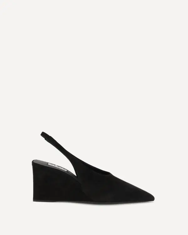 Alaïa Cube Wedge Slingback Pumps In Suede - Black