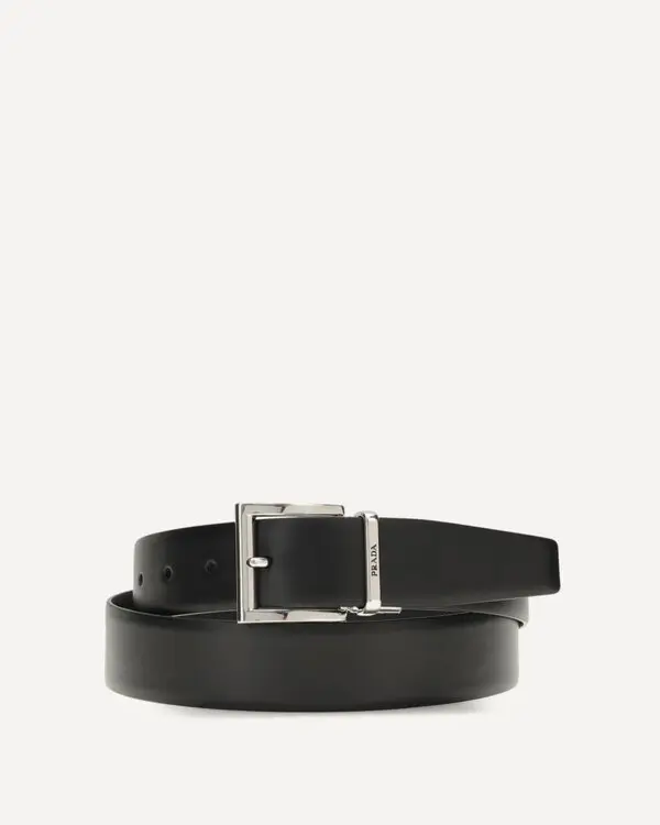Prada Leather Belt With Silver Buckle