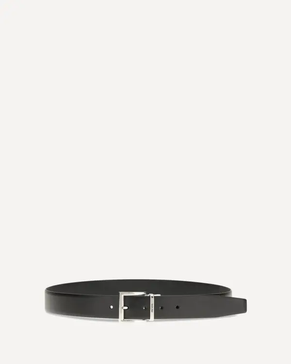 Prada Leather Belt With Silver Buckle