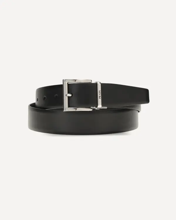 Prada Leather Belt With Silver Buckle