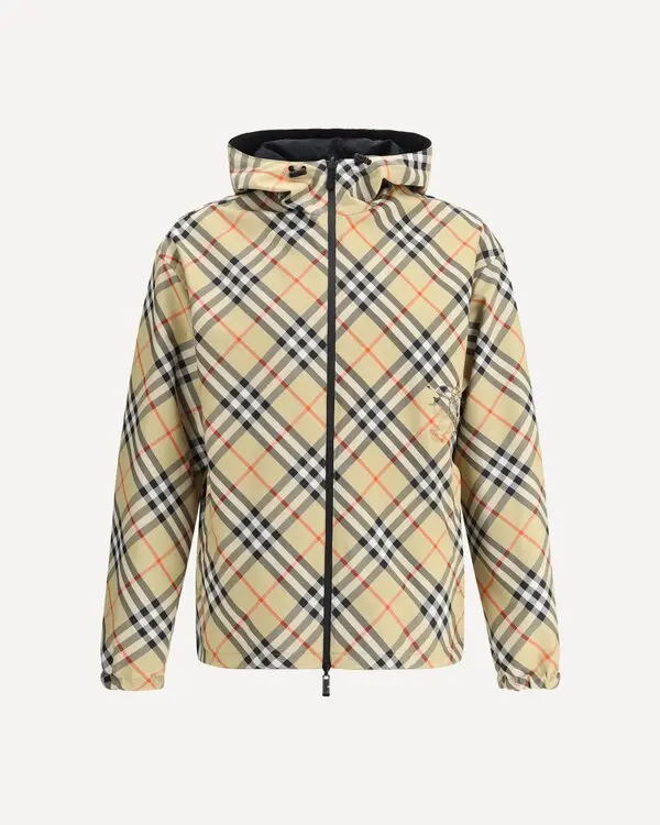Burberry Reversible Checked And Plain Waterproof Jacket - Multicolour
