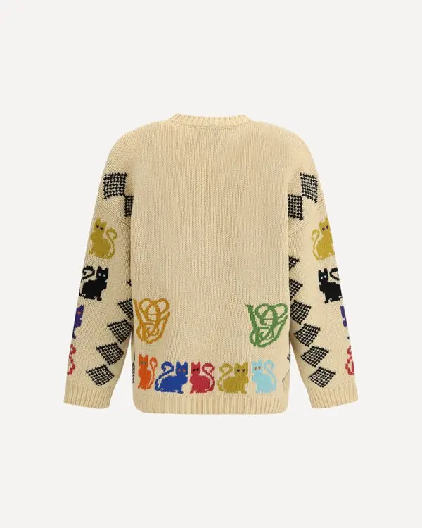 Valentino Garavani Le Chat De La Maison Jacquard Wool Cardigan