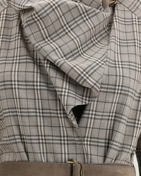 Burberry Wool Check Dress With Shawl Collar