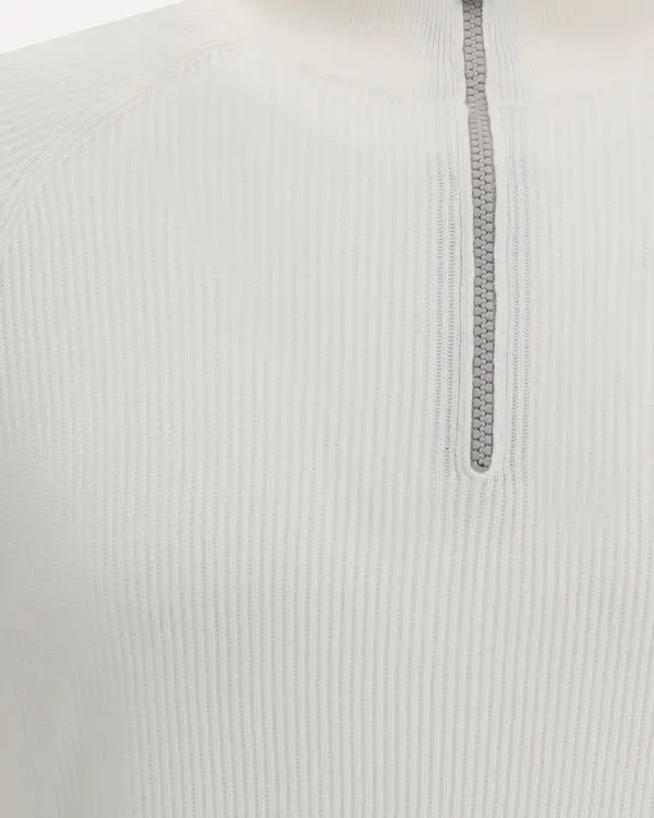 Brunello Cucinelli Ribbed High Neck Half-zip Cotton Sweater