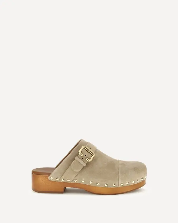 Chloé Jeannette Suede Clog Mules - Beige