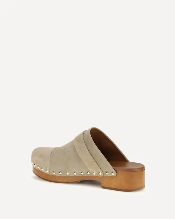 Chloé Jeannette Suede Clog Mules - Beige