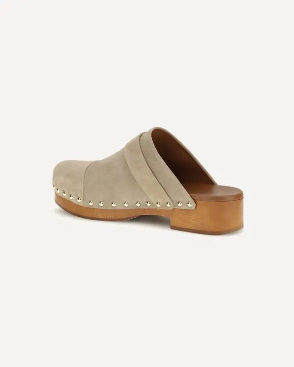 Chloé Jeannette Suede Clog Mules - Beige