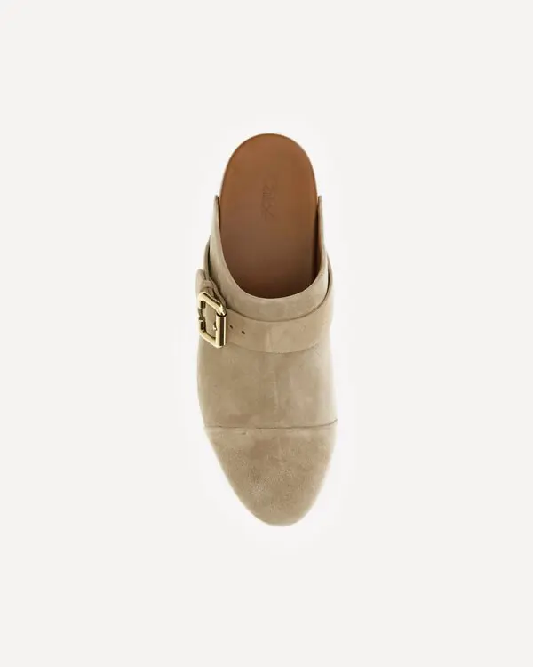 Chloé Jeannette Suede Clog Mules - Beige