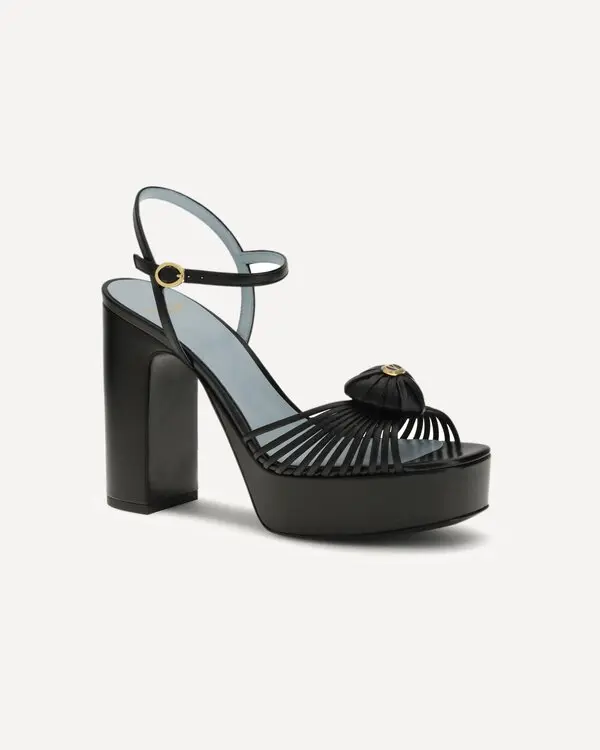 Valentino Garavani Royal Platform Sandals With Heart Detail - Black