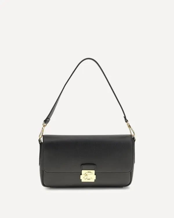 COCCINELLE C-me Lock Medium Shoulder Bag In Grained Leather