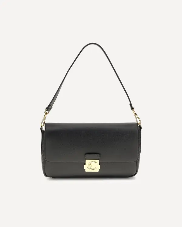 COCCINELLE C-me Lock Medium Shoulder Bag In Grained Leather