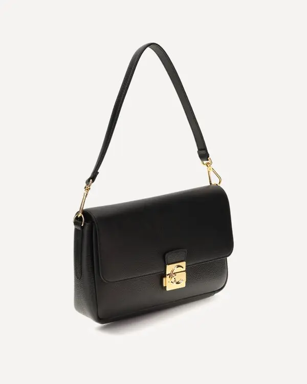 COCCINELLE C-me Lock Medium Shoulder Bag In Grained Leather