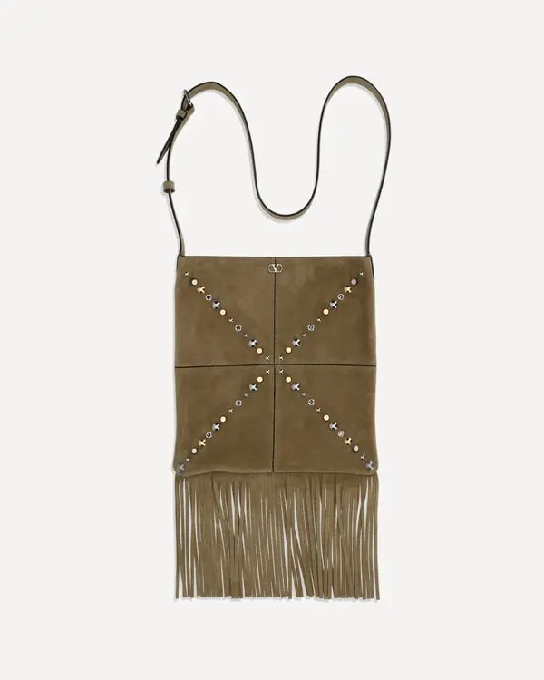 Valentino Garavani Nellcôte Suede Shoulder Bag - Beige