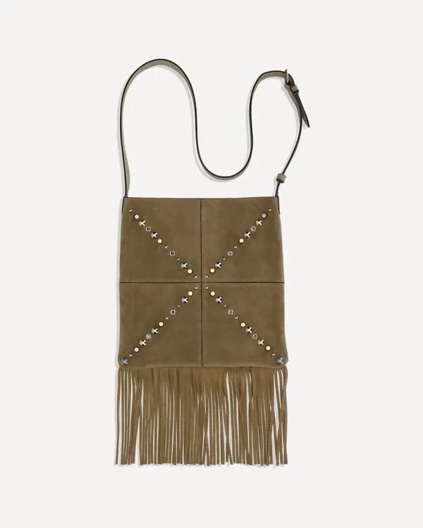 Valentino Garavani Nellcôte Suede Shoulder Bag - Beige