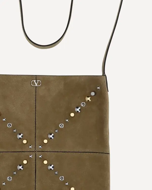 Valentino Garavani Nellcôte Suede Shoulder Bag - Beige