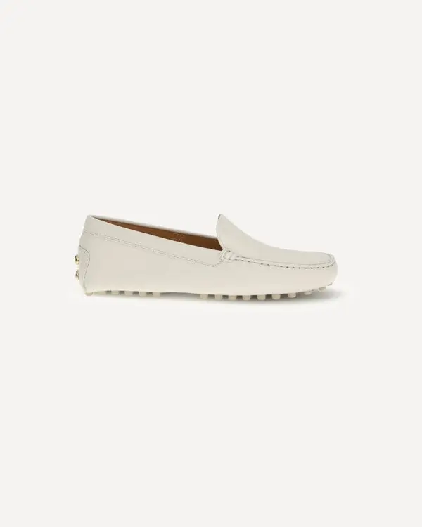 TOD'S Gommino Leather Loafers - Cream