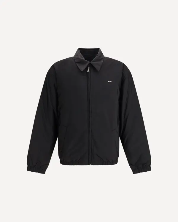 Prada Nylon Zip Jacket With Embroidered Logo