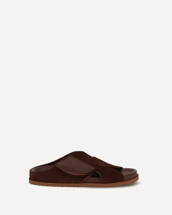 PEDRO GARCIA Danai Suede Sandals With Maxi Velcro Strap - Brown