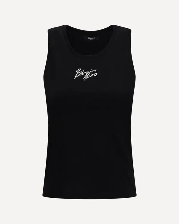 Balmain Paris Brush Print Tank Top - Black