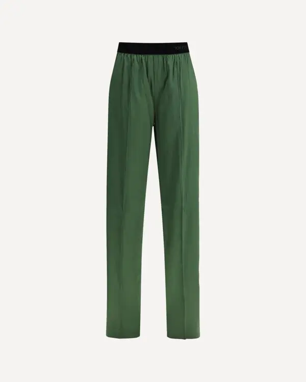 TOM FORD Stretch Silk Satin Relaxed Fit Trousers With Double Silk Satin Waistband