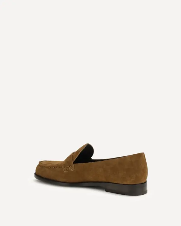 Tory Burch Suede Classic Penny Loafers - Beige