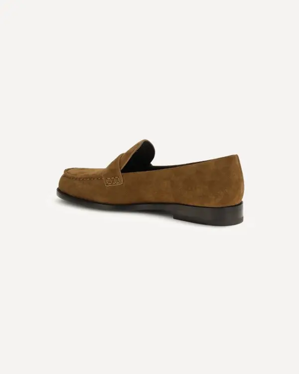Tory Burch Suede Classic Penny Loafers - Beige