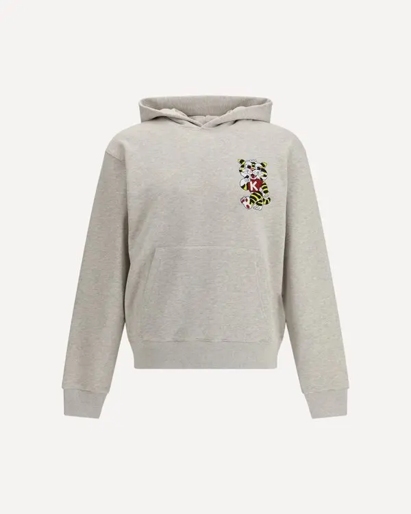 Kenzo Embroidered Tiger Cotton Hoodie - Grey