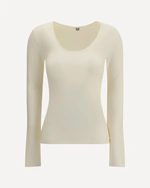 TOTEME Compact Sweater In Stretch Wool Blend - Cream