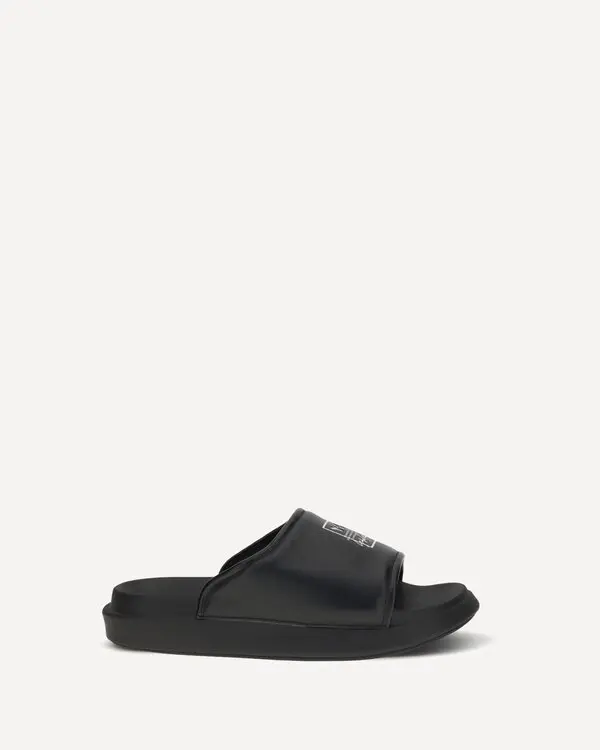 Y3 Logo Embossed Leather Slides