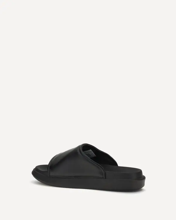 Y3 Logo Embossed Leather Slides