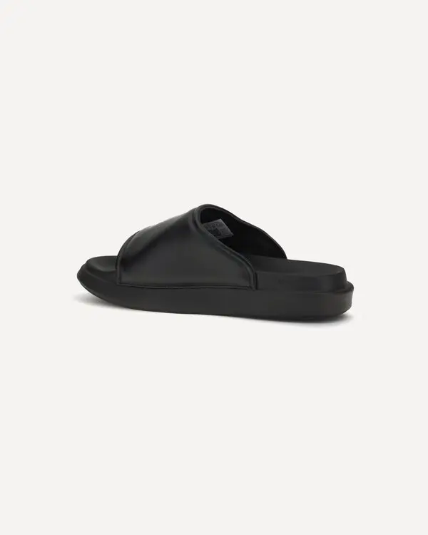 Y3 Logo Embossed Leather Slides