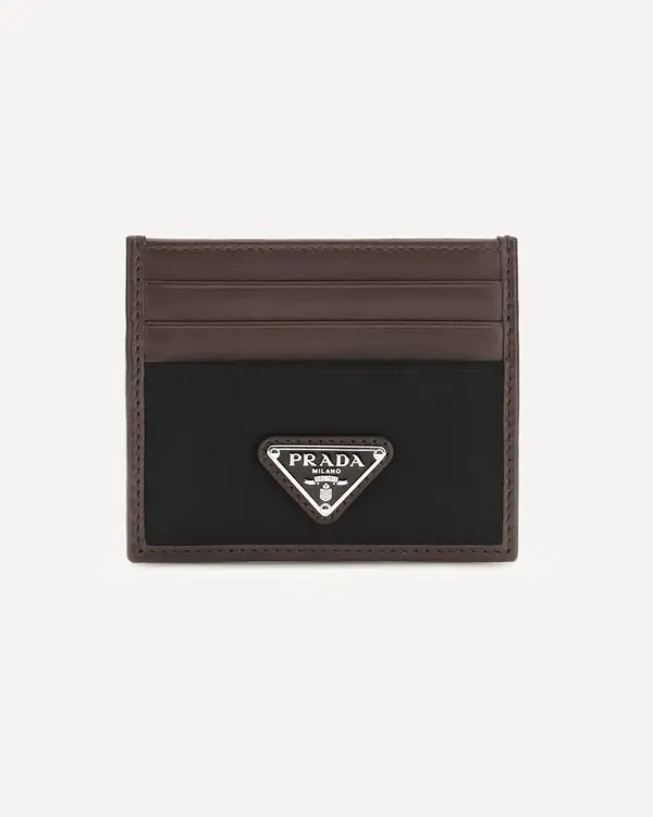 Prada Leather And Fabric Card Holder