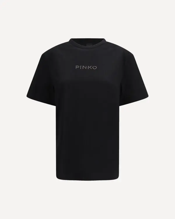 Pinko Rhinestone Embellished Cotton T-shirt