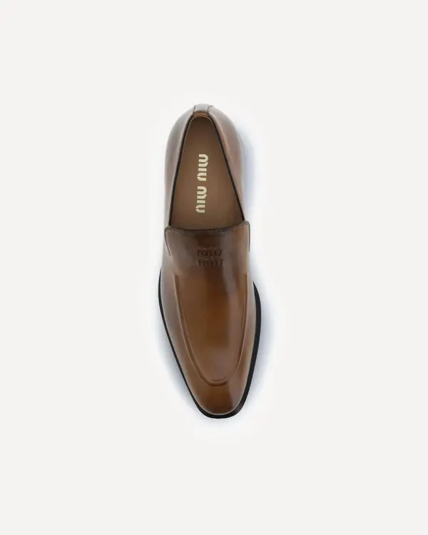 Miu Miu Leather Loafers - Brown