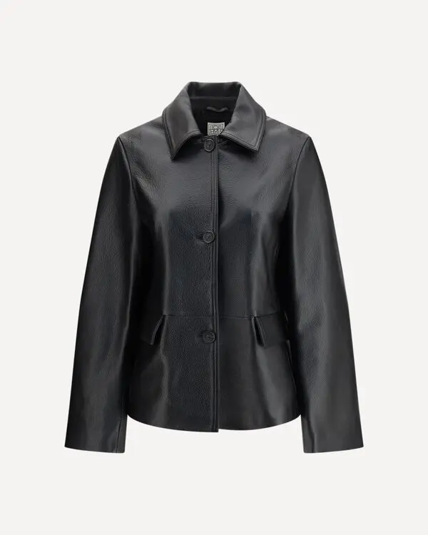 TOTEME Grained Leather Button-front Jacket
