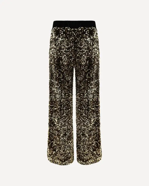 ELLA Velvet Palazzo Pants With All-over Sequins