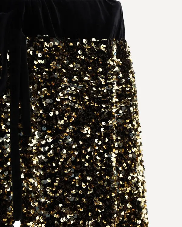 ELLA Velvet Palazzo Pants With All-over Sequins