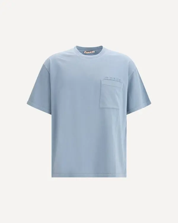 Marni Cotton Jersey T-shirt With Chest Pocket - Light Blue
