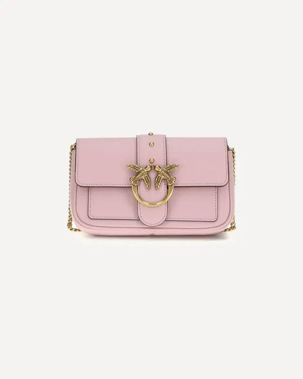 Pinko Love One Leather Shoulder Bag With Embossed Buckle