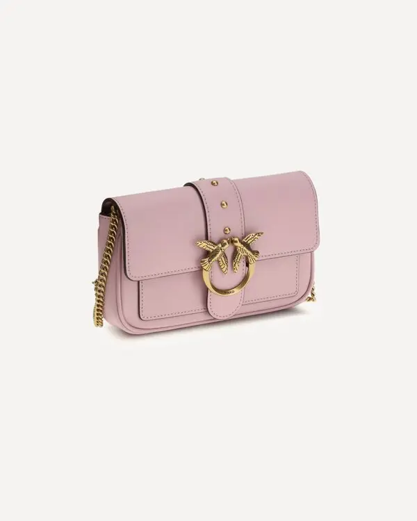 Pinko Love One Leather Shoulder Bag With Embossed Buckle